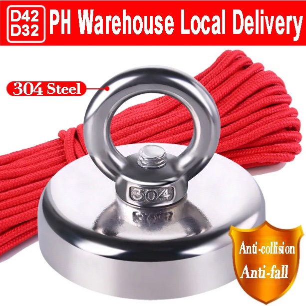 Fishing Magnet D42 40kg Super Strong Magnet Powerful Permanent Neo ...