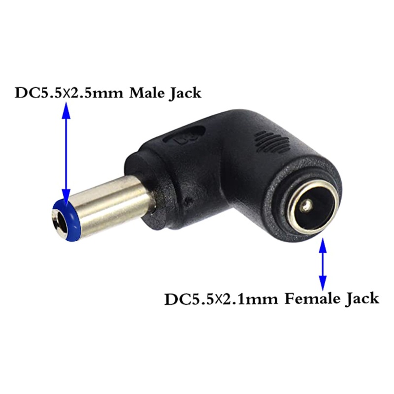 RR DC5.5x2.5mm Male 90 Degree Angle to DC5.5x2.1mm Female Adapter 5 ...