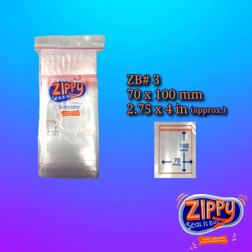 100pcs Zippy Seal it Recloseable Plastic Bags - [ ZB#0/ZB#1/ZB#2/ZB#3 ...