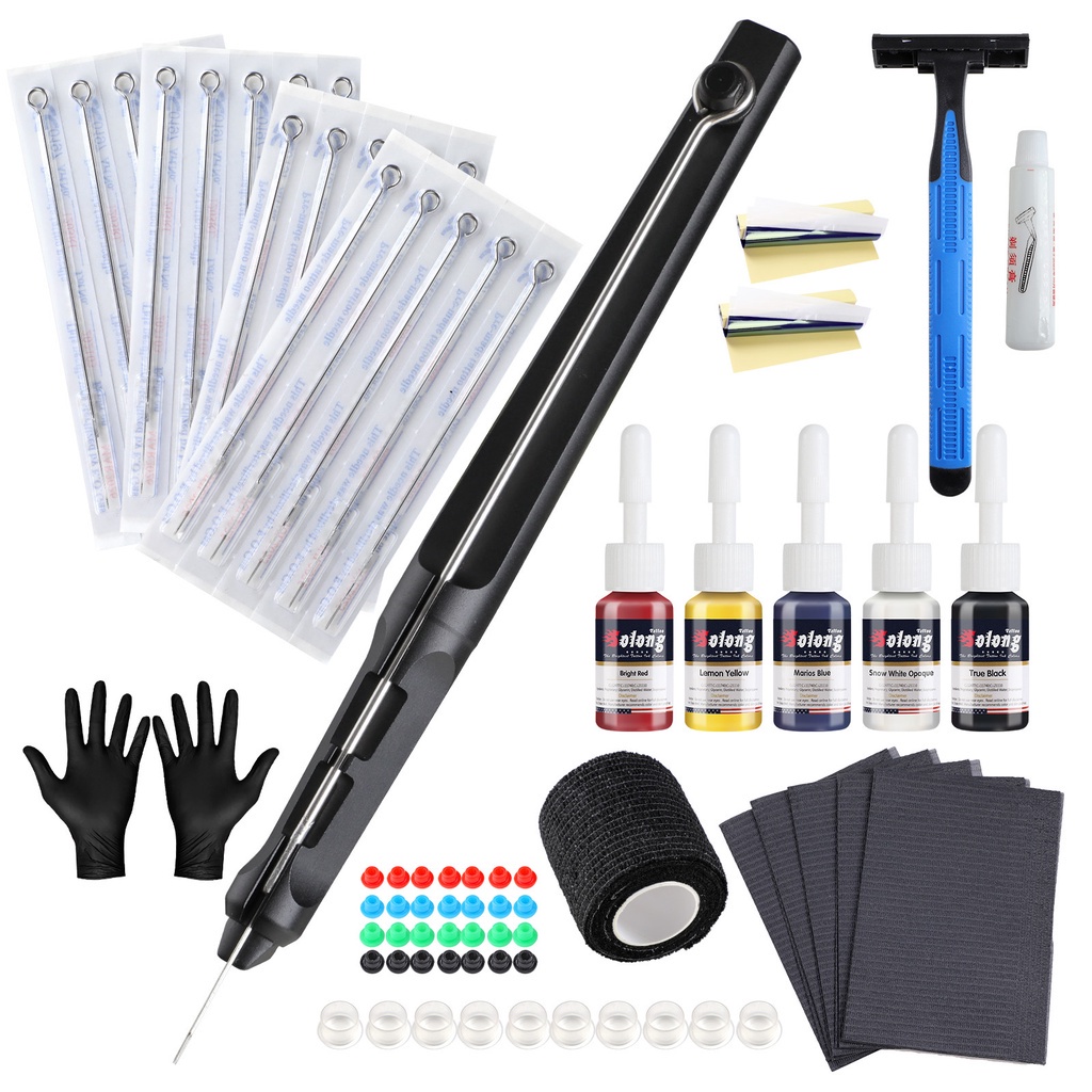 Hand Poke and Stick Tattoo Kit DIY Tattoo Ink Nedles Pen Set for Body Art Hand Poke Stick ...