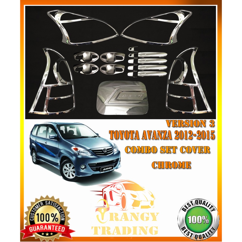 Toyota Avanza 2012 to 2015 VERSION 3 Garnish Combo set cover chrome ...