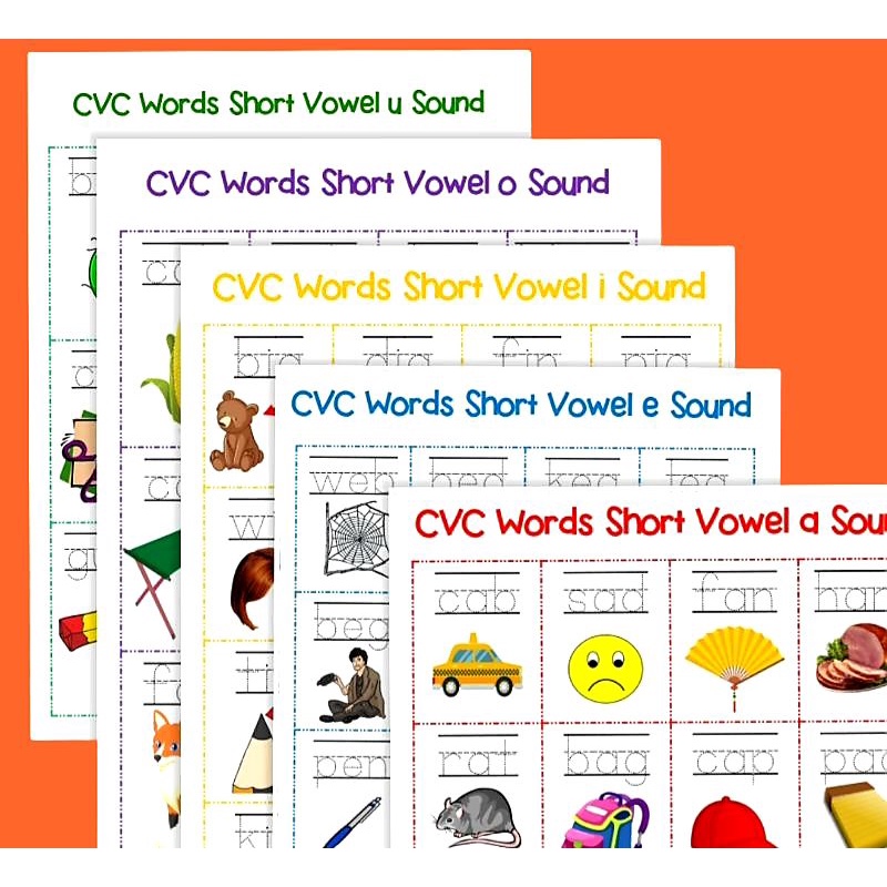 Reading CVC words with tracing for Kids A4 Size Laminated Chart ...