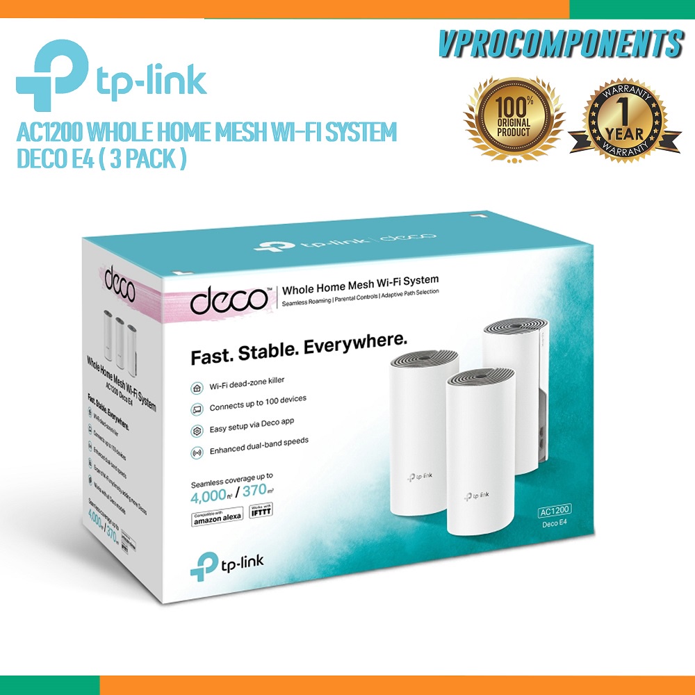 TP-Link Deco E4 (3-Pack) AC1200 Whole-Home Mesh Wi-Fi System | Shopee ...