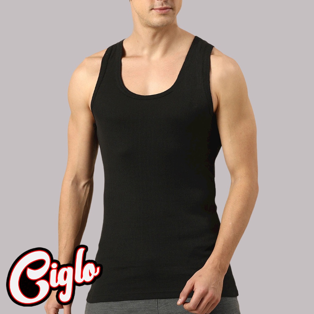 Ciglo Plain Black Sando Tanks for Men | Shopee Philippines
