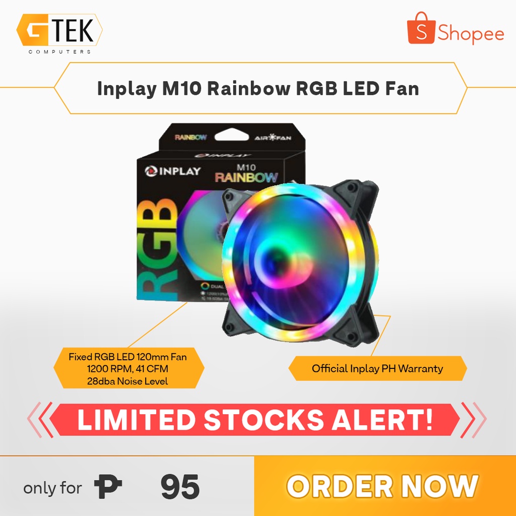 Inplay M10 Rainbow RGB LED (Fixed) 120mm Fan | Shopee Philippines