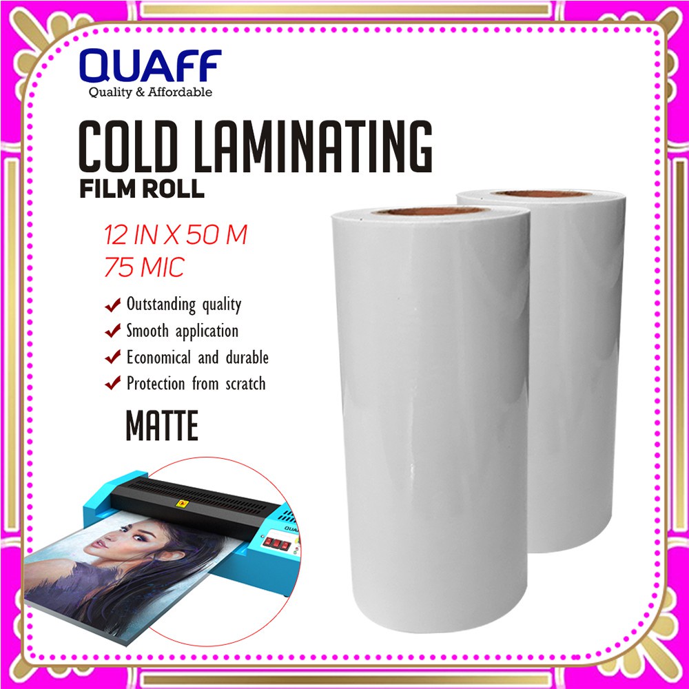 QUAFF Photo Top Cold Laminating Roll Glossy/Matte/Glitter || 12inches ...