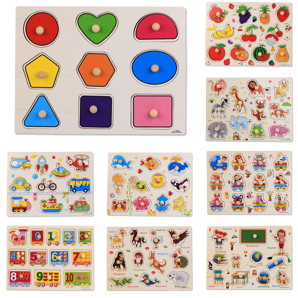 3D Wooden Hand Grab Boards Puzzle Toys Cognition Tangram Jigsaw ...