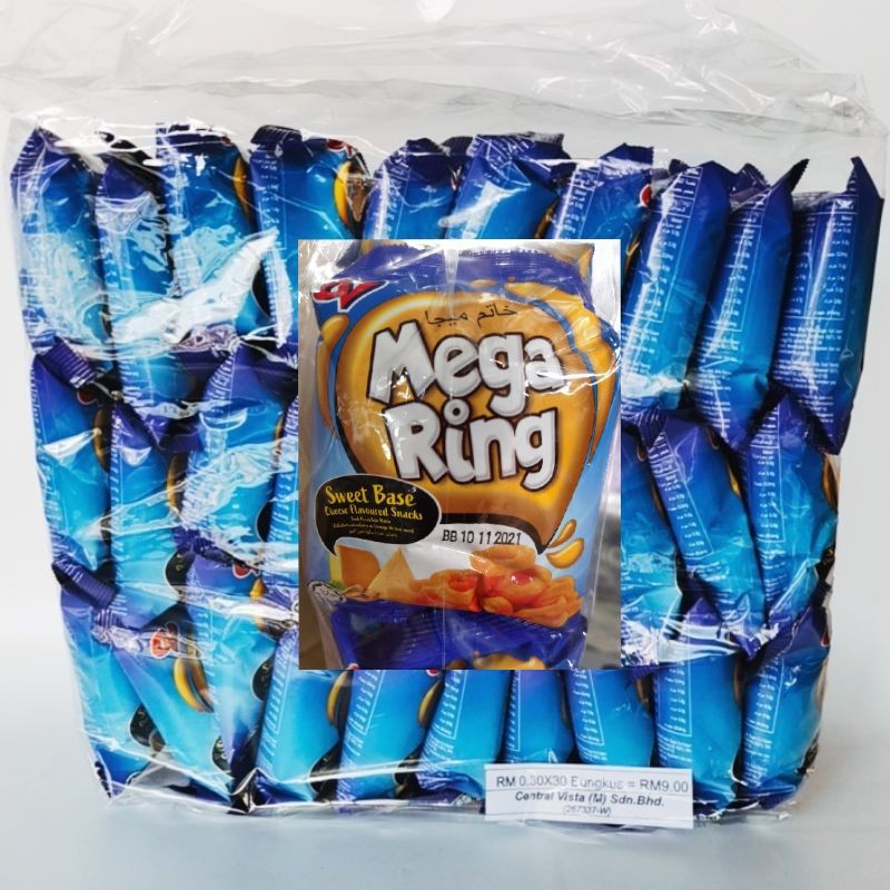 Mega Ring Sweet Base Cheese Flavoured Snacks (16g x 30pcs) | Shopee ...