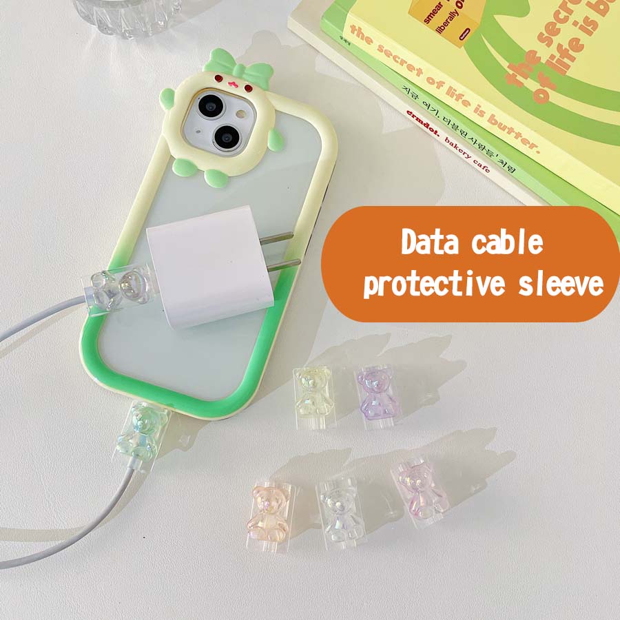 Universal Cartoon Bear shaped data cable protector laser color changing ...