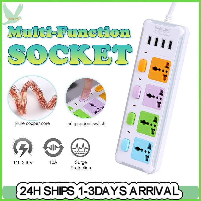 Power Socket Extension Moveable Multi Function Socket With 4 Ports Usb Socket Extension Sockets