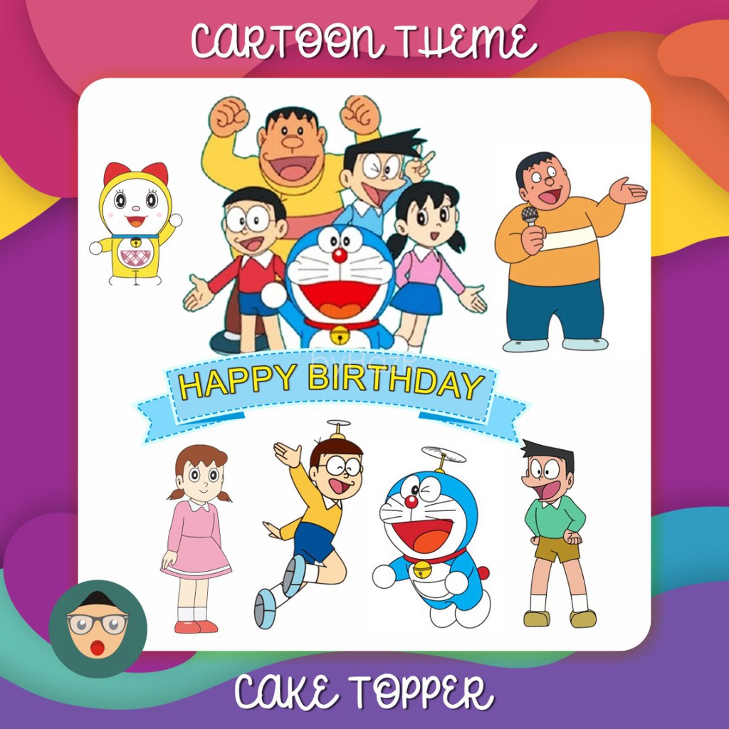 CARTOON CAKE TOPPER FOR BIRTHDAY [ADD NAME] [TAMBAH NAMA] DORAEMON ...