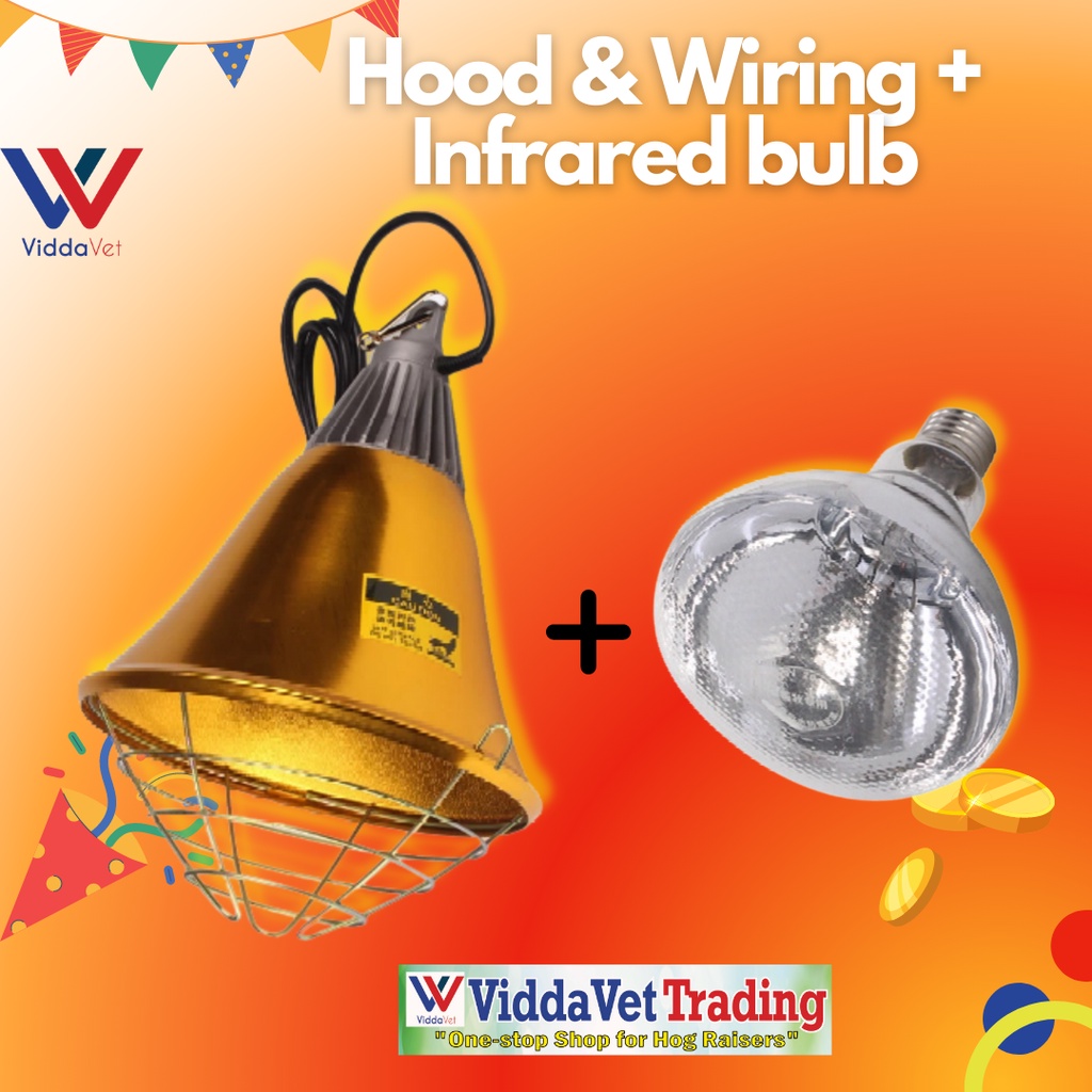 1 Set Golden color heat lamp shade + infrared heat bulb brooder lamp ...