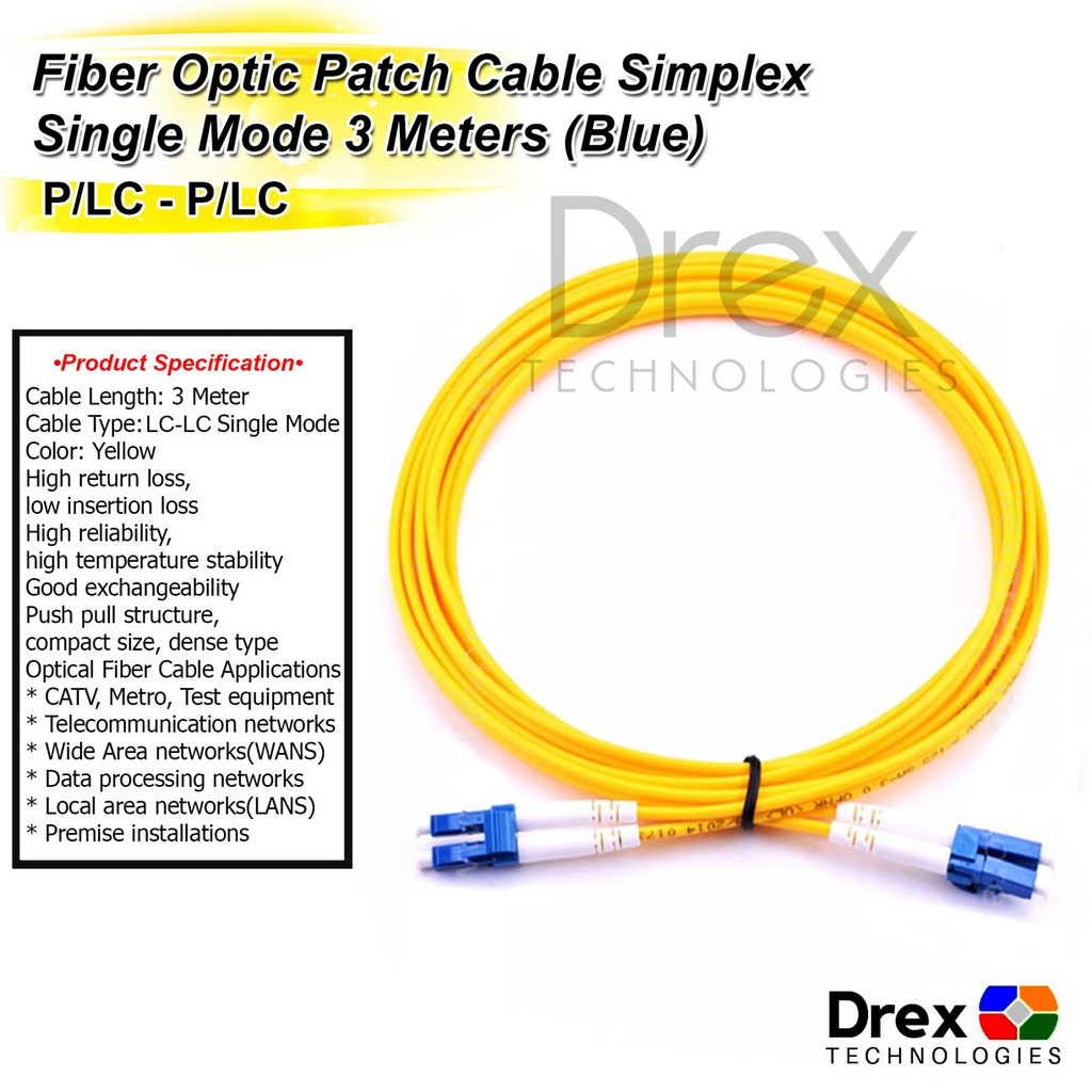 3M LC-LC Indoor LC/upc-LC/upc Single Mode Duplex Yellow Fiber Optic ...