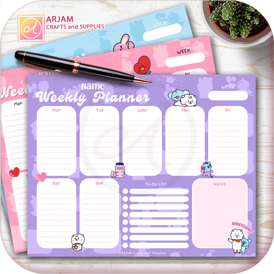 WP05 52 Sheets Personalized Weekly Planner 05 | BT21 Planner Notepad ...