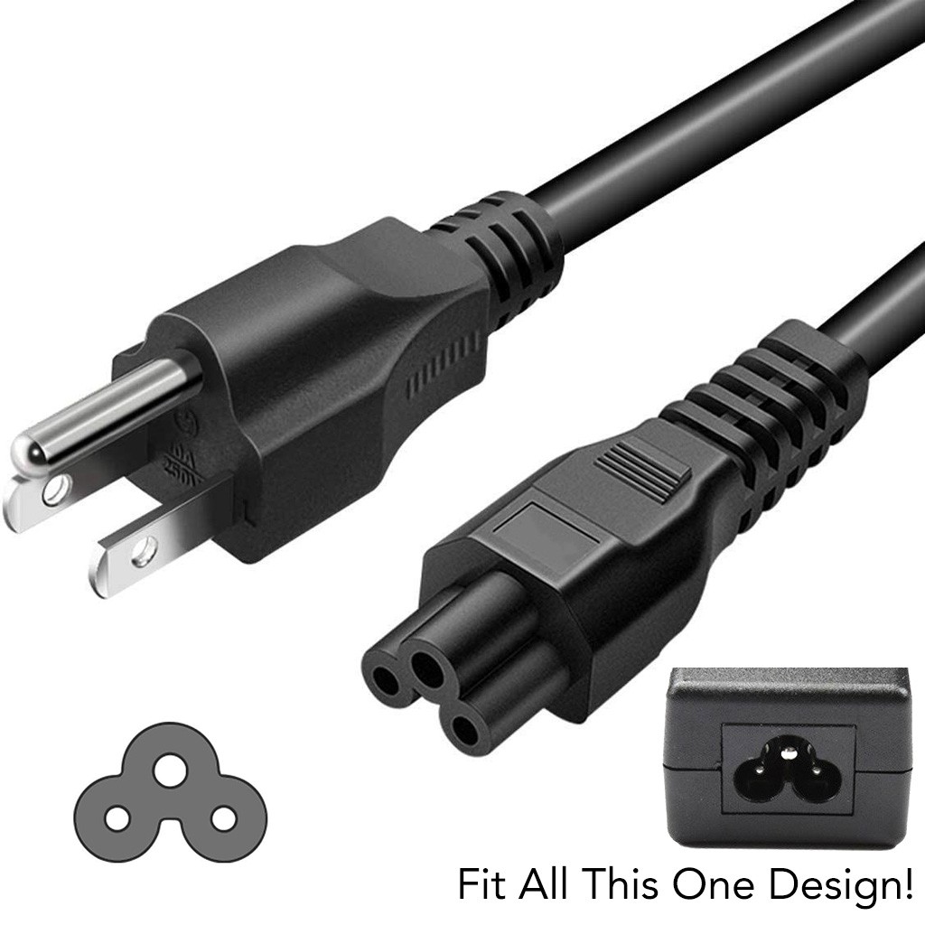 AC Power Cable C5 Universal 3 Prong AC Laptop Power Cord Charger Cable For AC Adapters(90V-250V ...