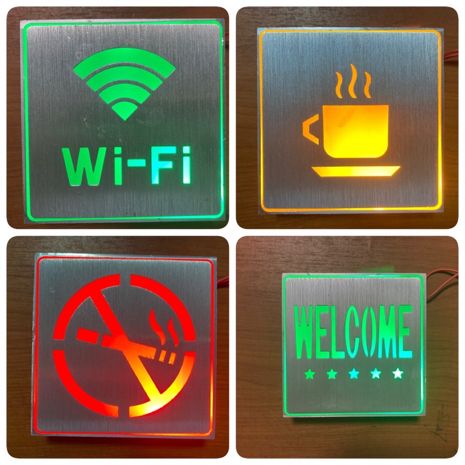Aluminium LED Wall Sign Board (WELCOME Wi-Fi Coffee no smoking ...