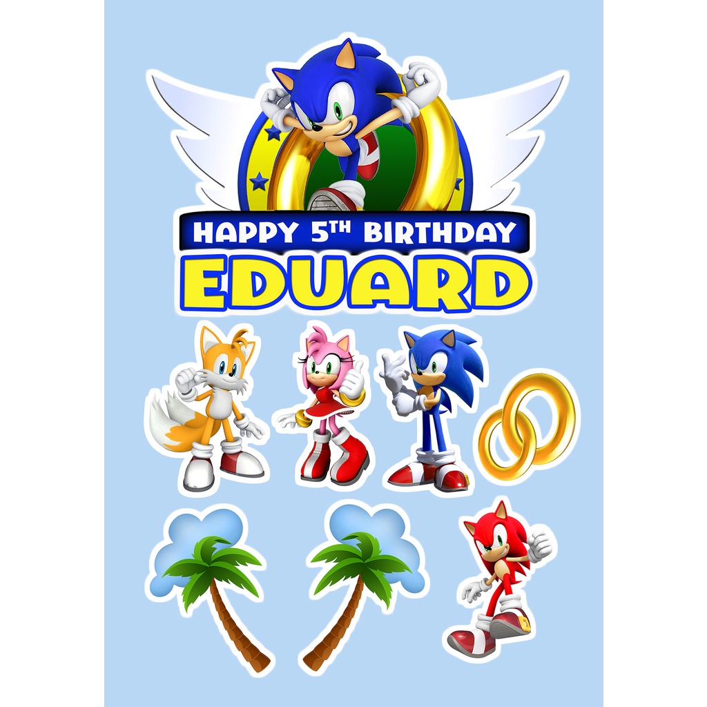 SONIC THE HEDGEHOG CAKE TOPPER PERSONALIZED with NAME and AGE ONLY ...