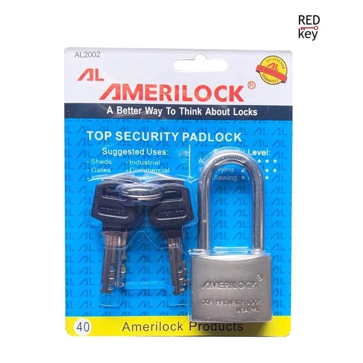 Amerilock AL 2002 Pearl Satin Finish Brass Padlock (Long Shackle) 40mm ...