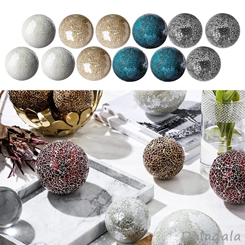 Decorative Orbs Set of 3 Glass Mosaic Sphere Balls Diameter 3.9" for ...