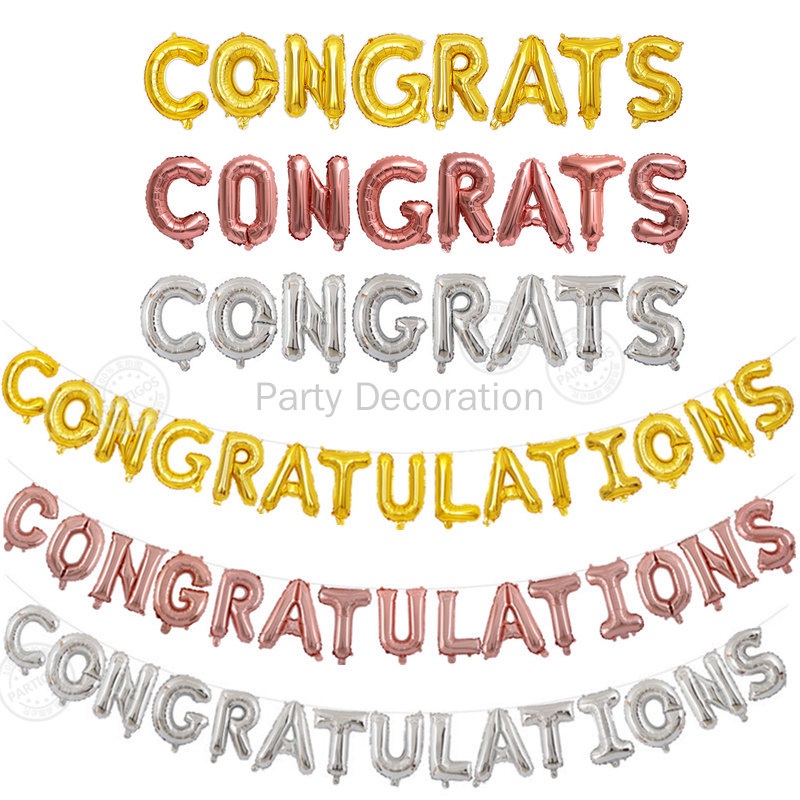 New 1set 16inch Congratulations Congrats Ballons Gold Letters Foil ...