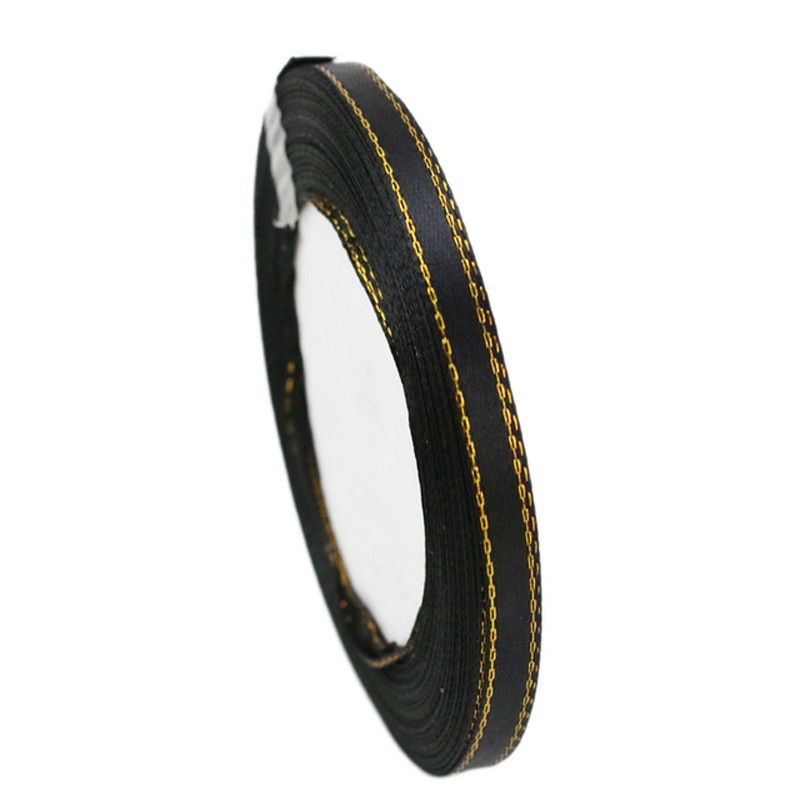 (25 yards/roll) Gold edge ribbon satin ribbons high quality gift ...