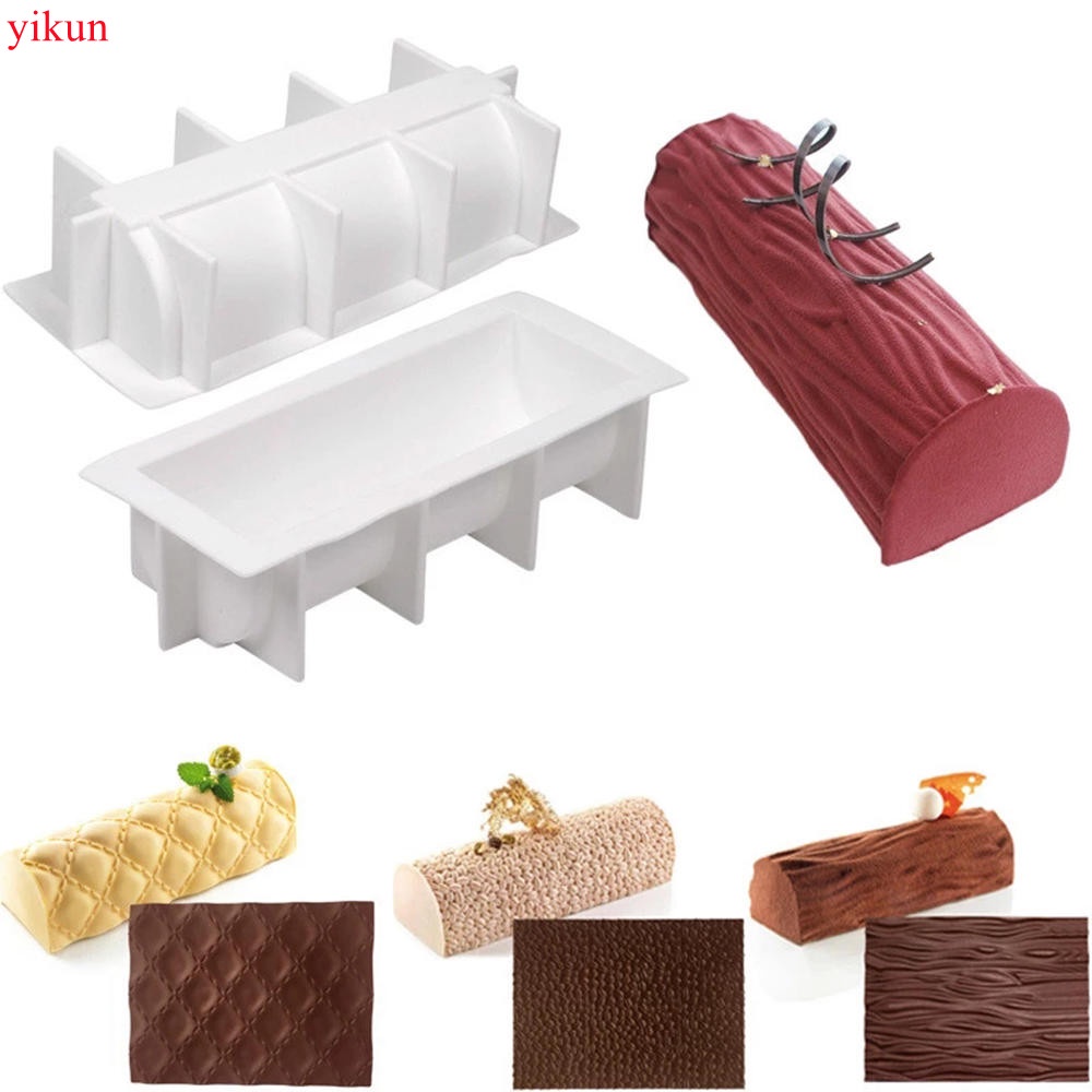 YIKUN Silicone Swiss Cake Mould Yule Log Mold Large Buche Form Silicon ...