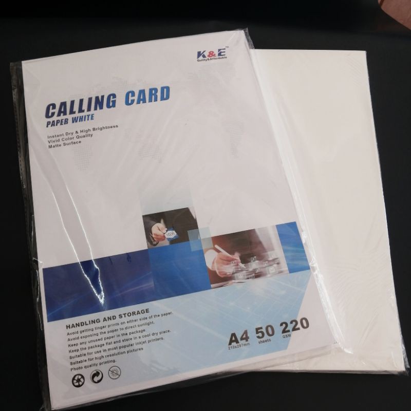 Printable Calling Card Paper Double Matte White A4/220gsm/50sheets For ...