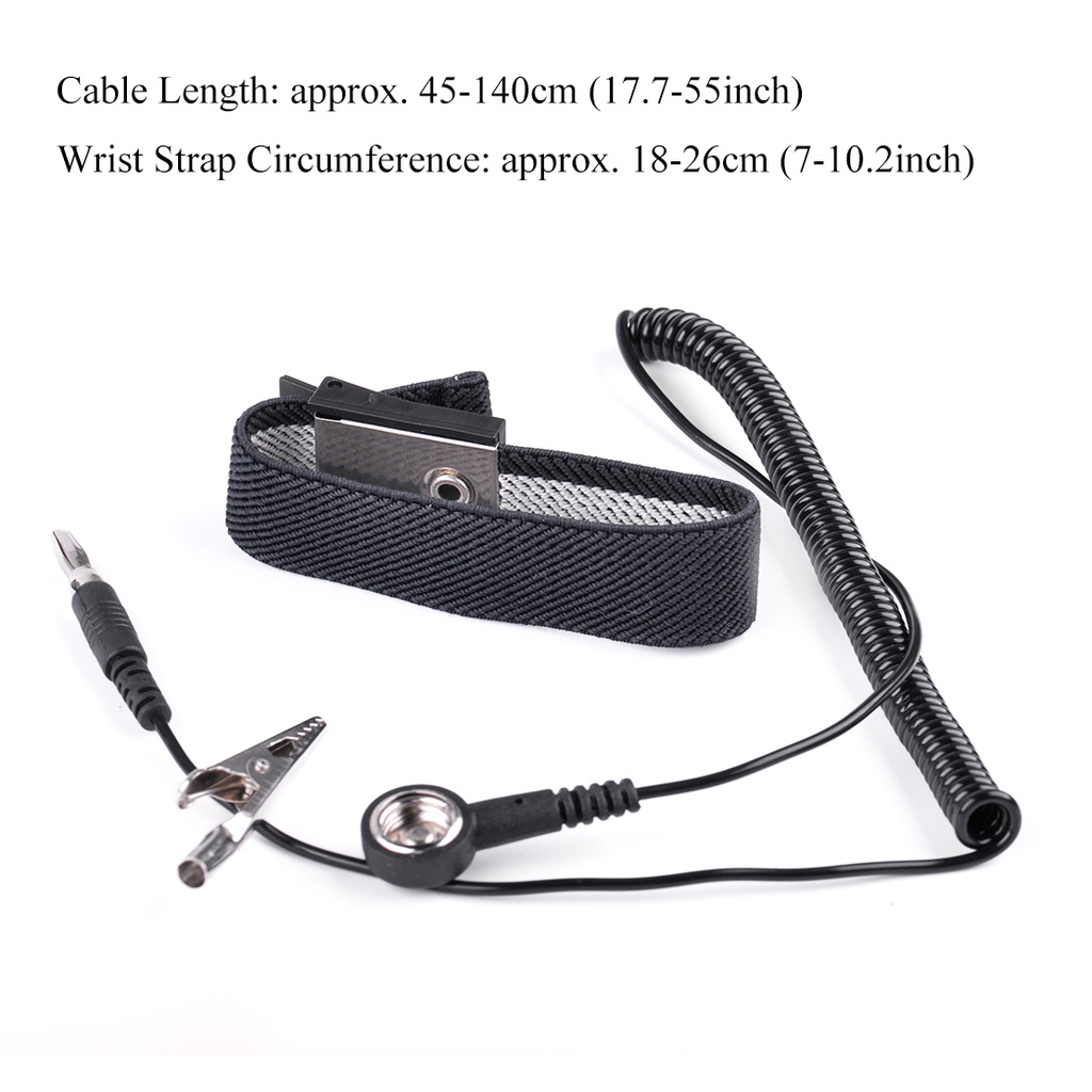 Black Prevent Anti Static ESD Wrist Strap Discharge Band Cable Bracelet ...