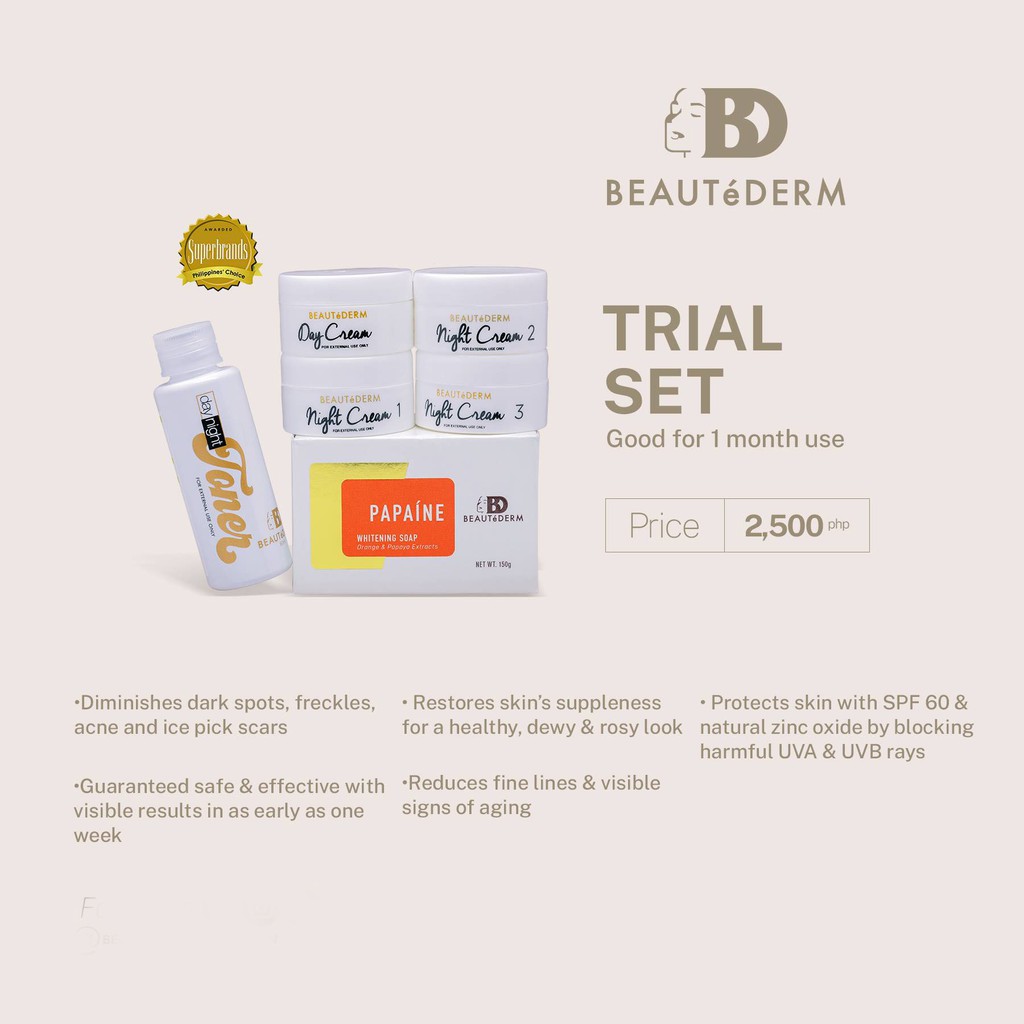 BEAUTEDERM TRIAL SET PROMO (NC1 8/2025, NC2,3 DC,Toner Exp2025 ...