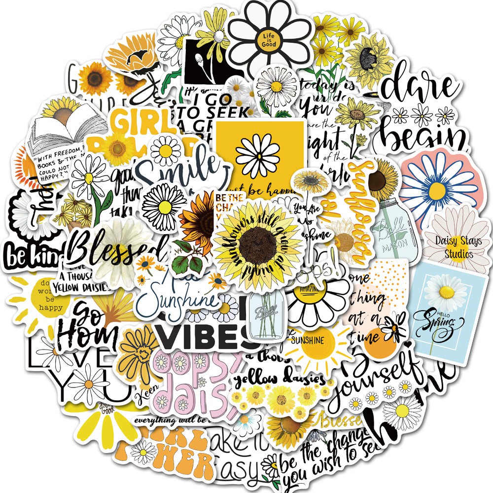 50PCS Flowers Daisies Stickers for Kids Girls Vsco Fashion Element ...