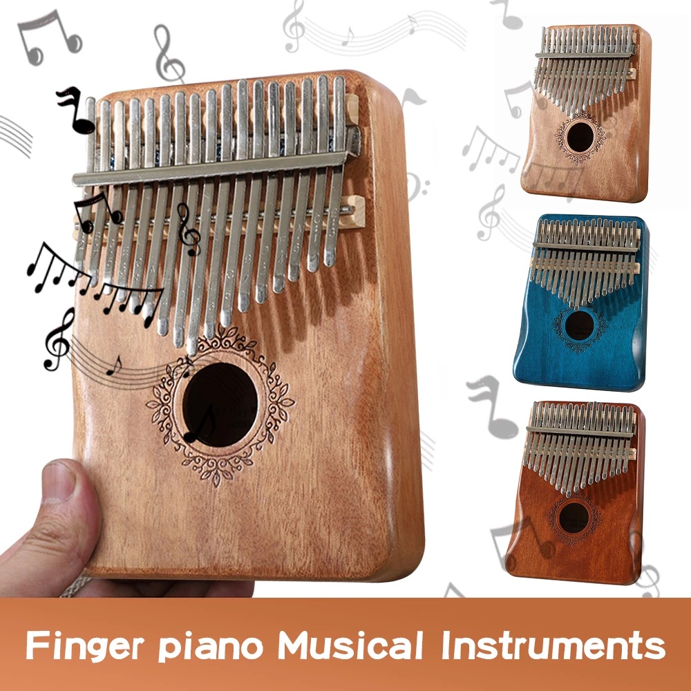 Kalimba Thumb Piano 17 Keys Solid Wood Musical Instrument Portable ...