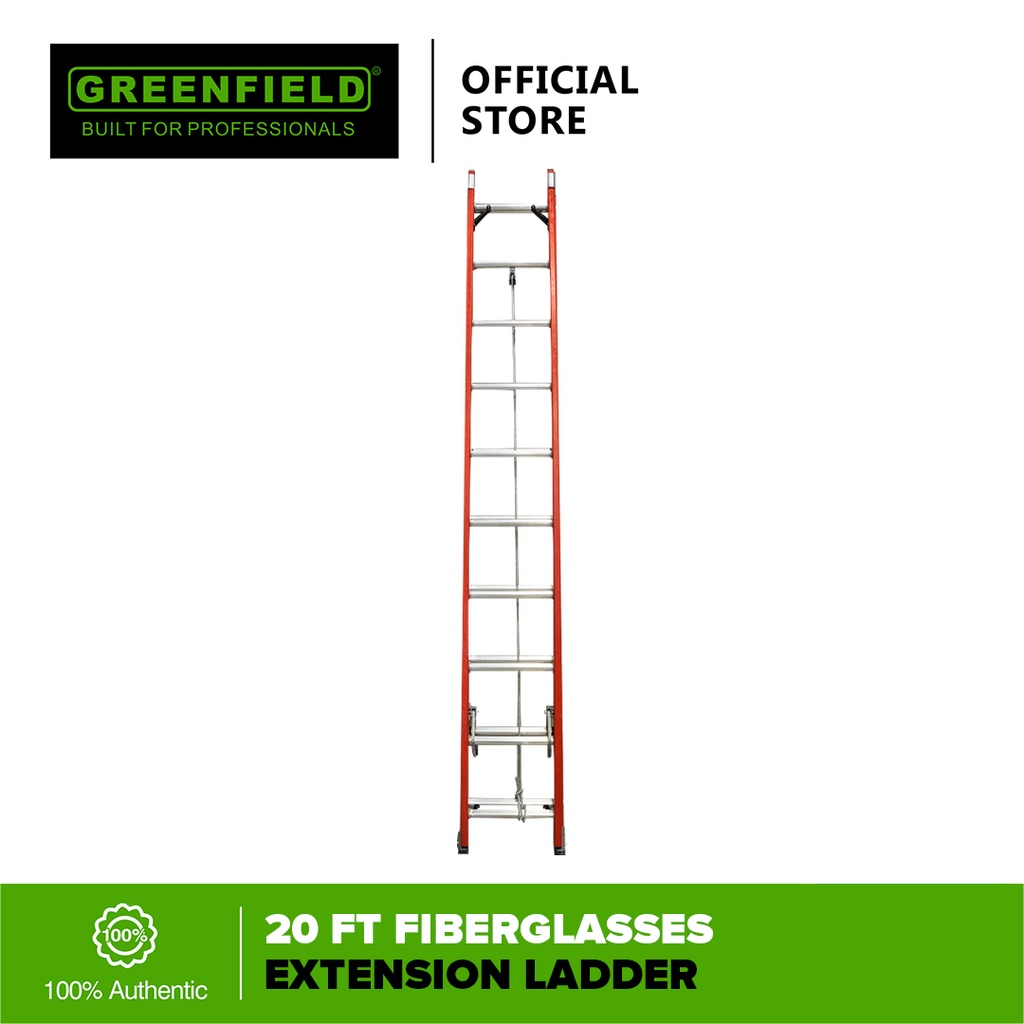Greenfield 20FT Fiberglass Extension Ladder - Safety Equipment | Shopee ...