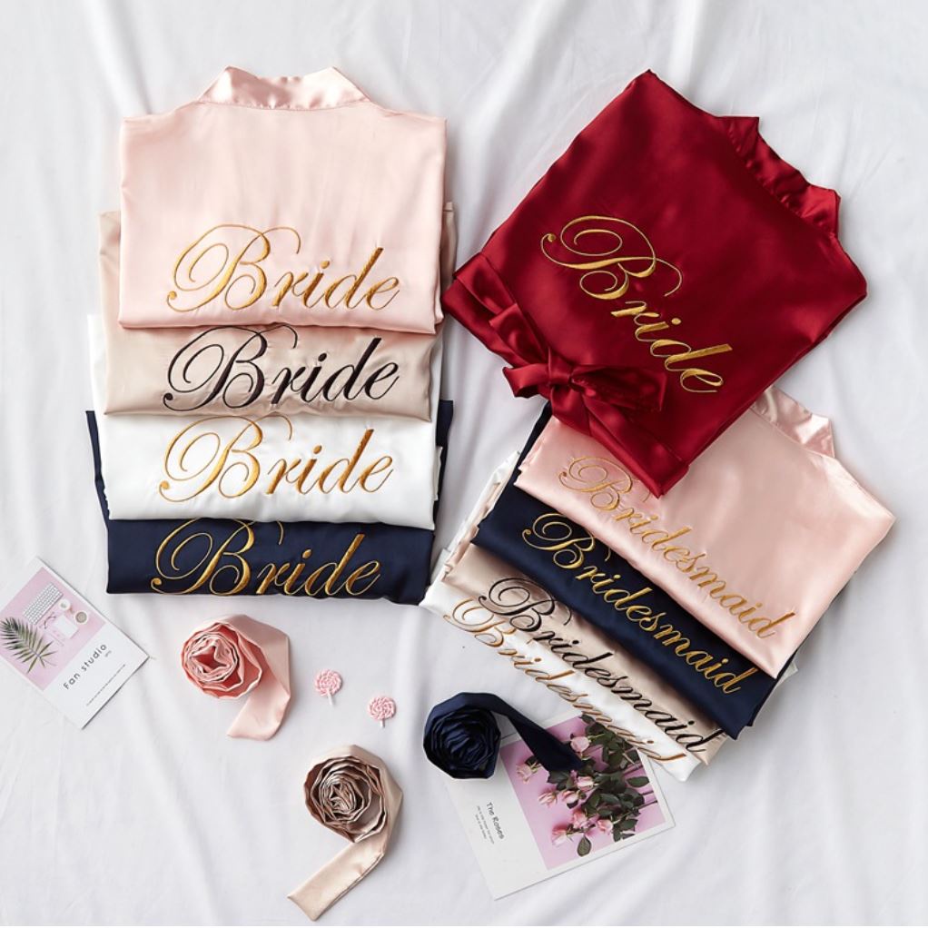 1pc Silk Bridal Bath Robe Satin Premium Wedding Bridesmaid Entourage ...