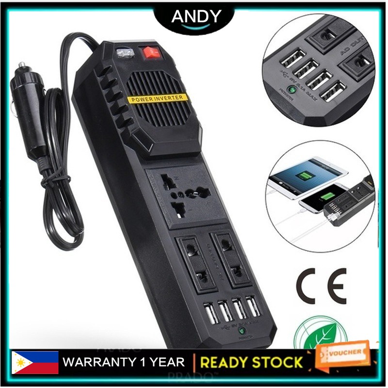 200W Power Car Cigarette Inverter 12 V To 220 Volt DC To AC Converter 4 ...