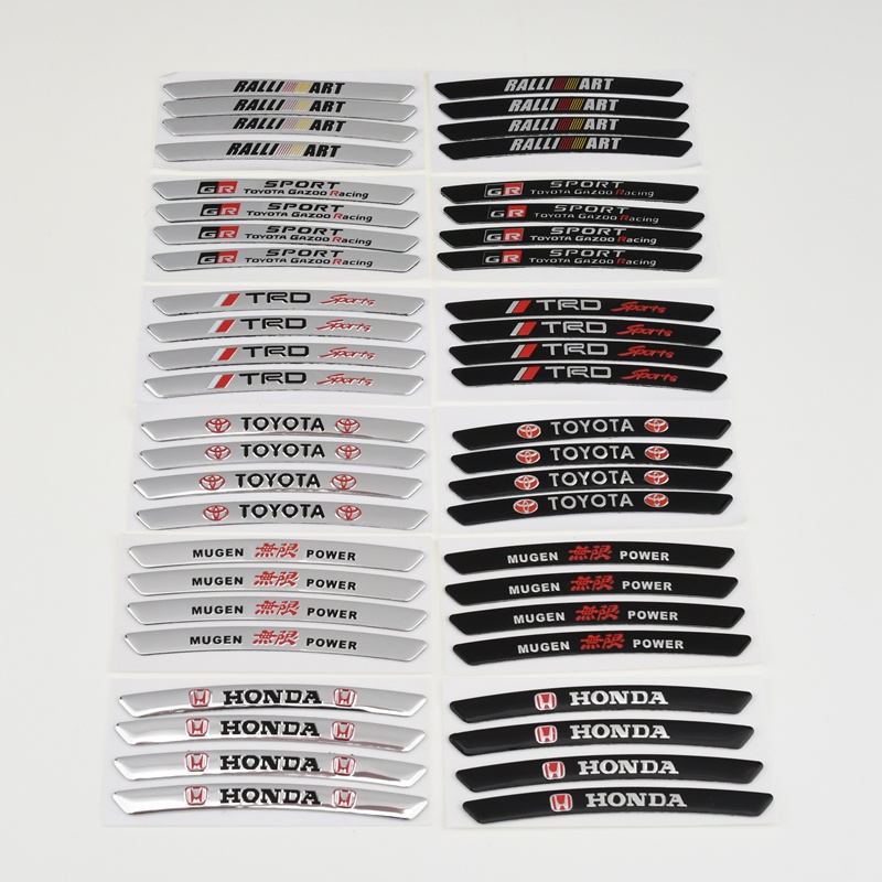 Car Wheel Stickers Aluminum Alloy Rim Tyre Sticker TRD MUGEN GR ...
