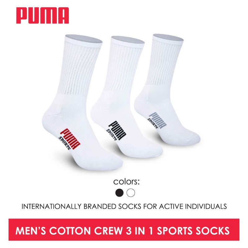 Puma Men's Cotton Thick Sports Crew Socks 3 pairs in a pack | Shopee ...