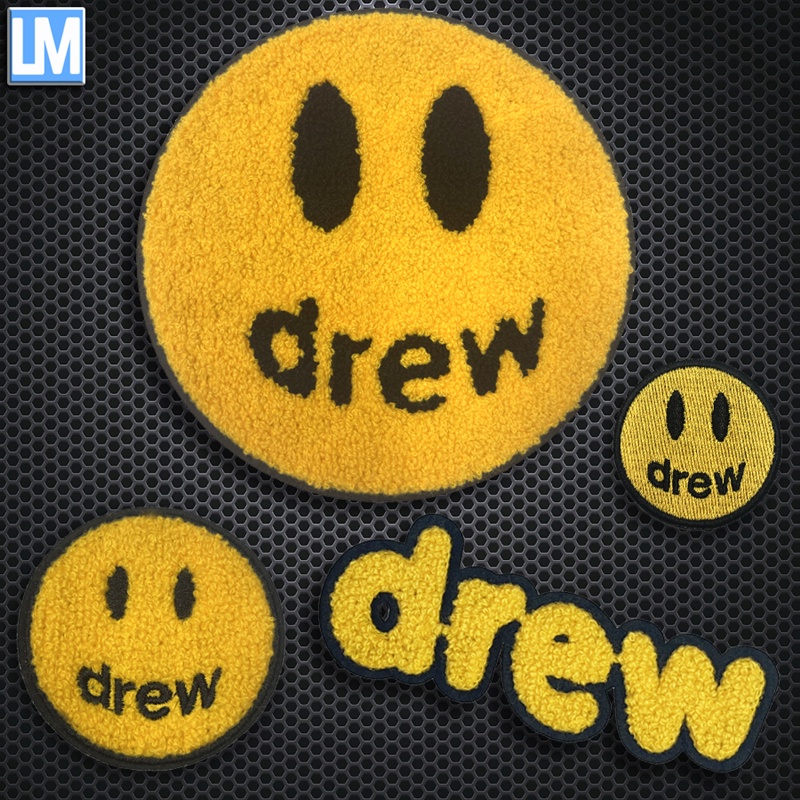 DREW House Yellow Smiling Face Embroidered Clothing Accessories Patches ...