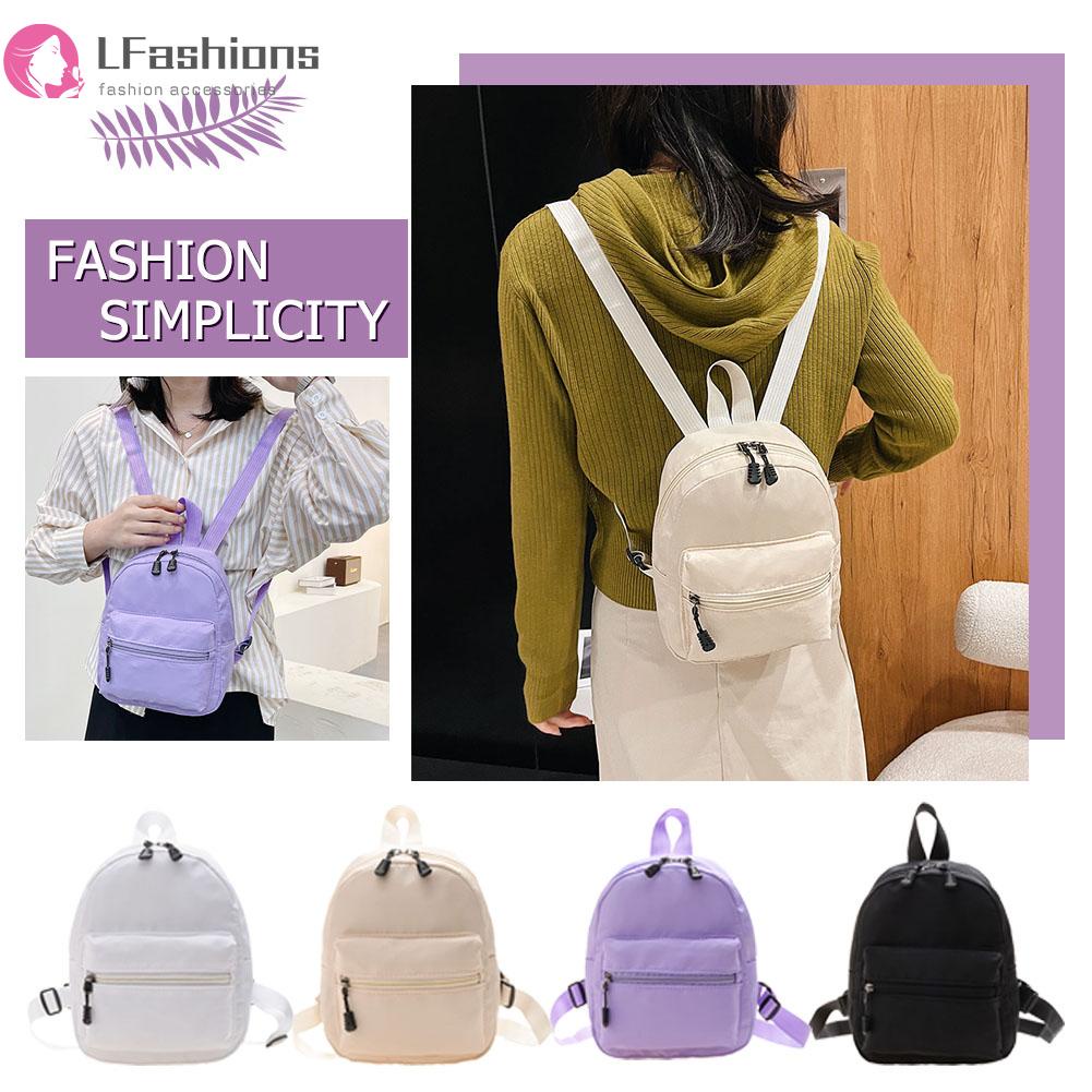 ☆Lfashion☆ Fashion Women Solid Color Backpack Preppy Style School Nylon ...