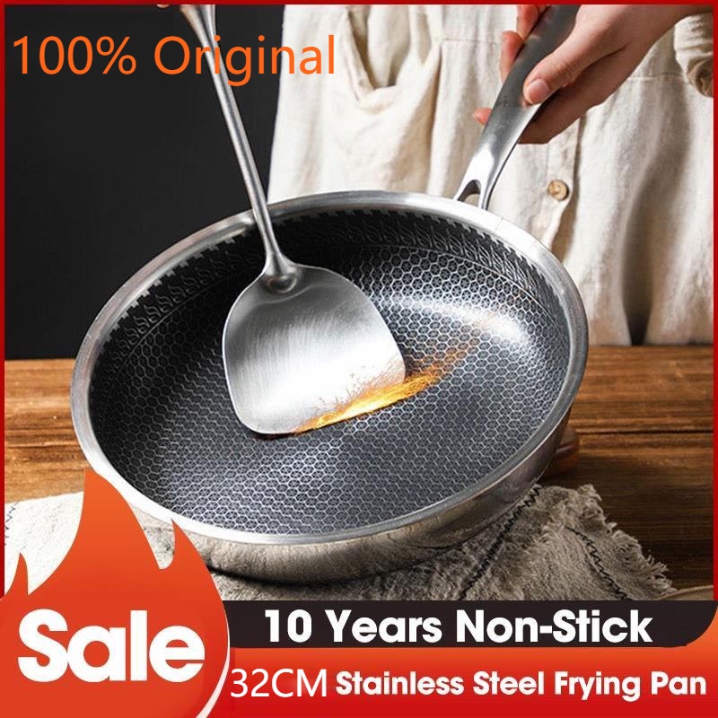 Original Non-stick Frying Pan 32cm Stainless Steel Frying Pan Honeycomb Coated ...