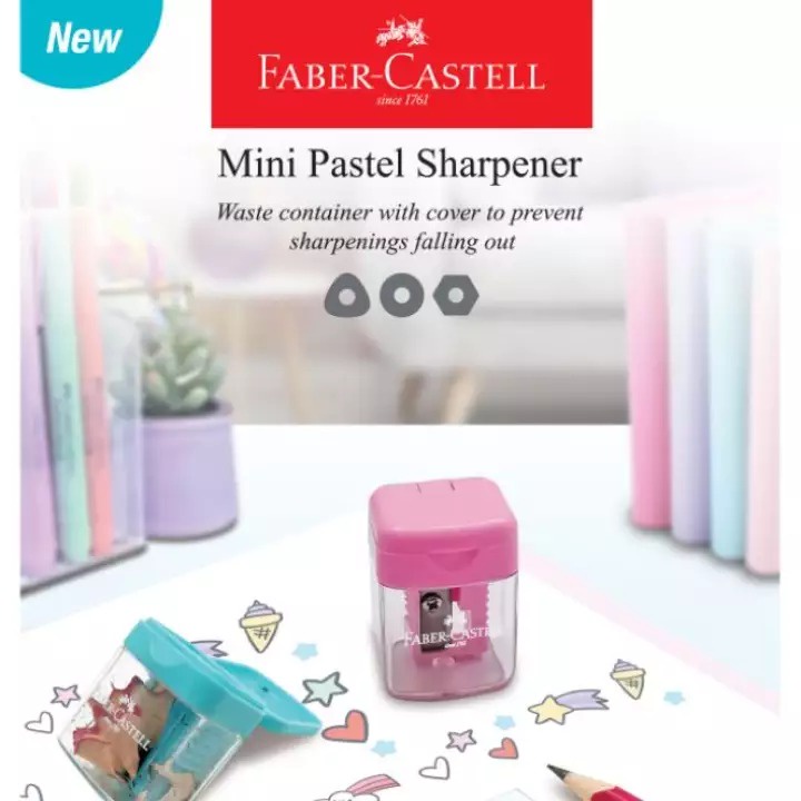 FABER-CASTELL Mini Pastel Sharpener 2 pcs in set Standard Sized Pencil ...