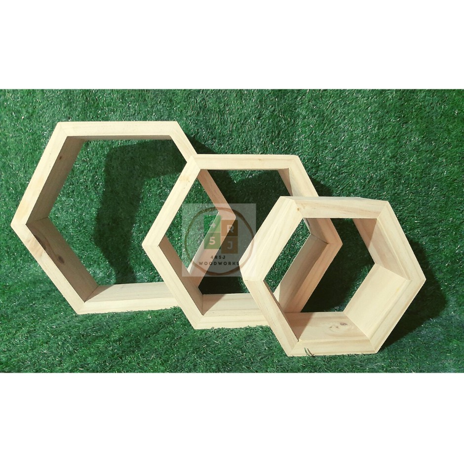Hexagon Wall Shelves/ Hexagon wooden shelf / Hexagonal/Minimalist Wall ...