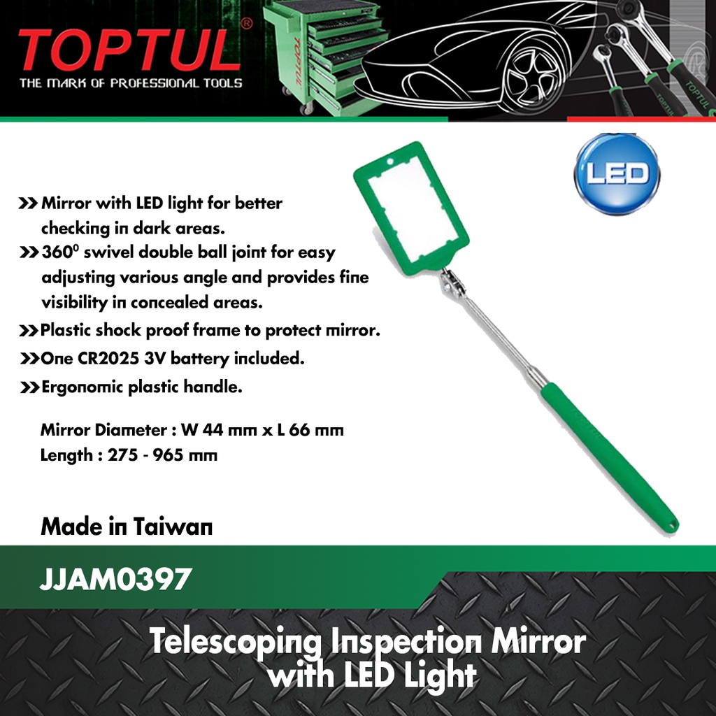 Toptul Telescoping Inspection Mirror With Led Light (JJAM0397) | Shopee ...