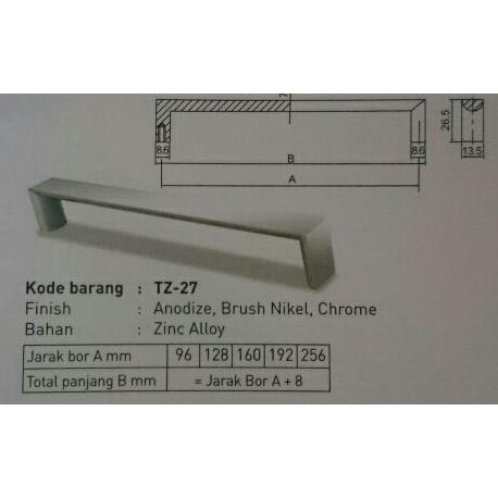 Huben Tz Handle 27-256 Nickel Brush/Door Handle/Drawer Pull Kal-El99 ...