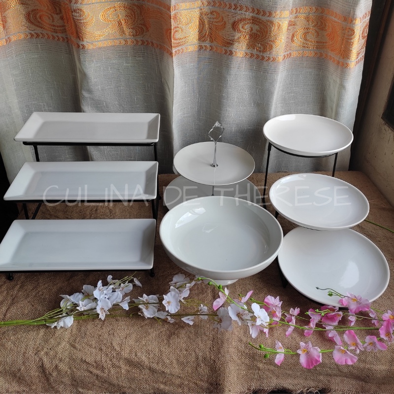 (TAKE ALL) Buffet Server For Party -3 Tier Rectangular Serving Platters ...