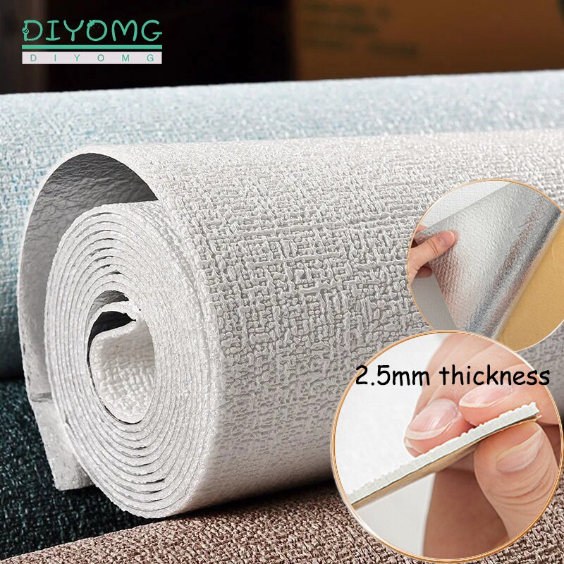 Aceking Wallpaper Foam Flax Linen Insulation Type Wallpaper PVC Self ...
