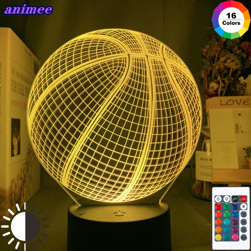 3d Illusion Night Lamp Basketball Ball Hologram Acrylic Nightlight for ...
