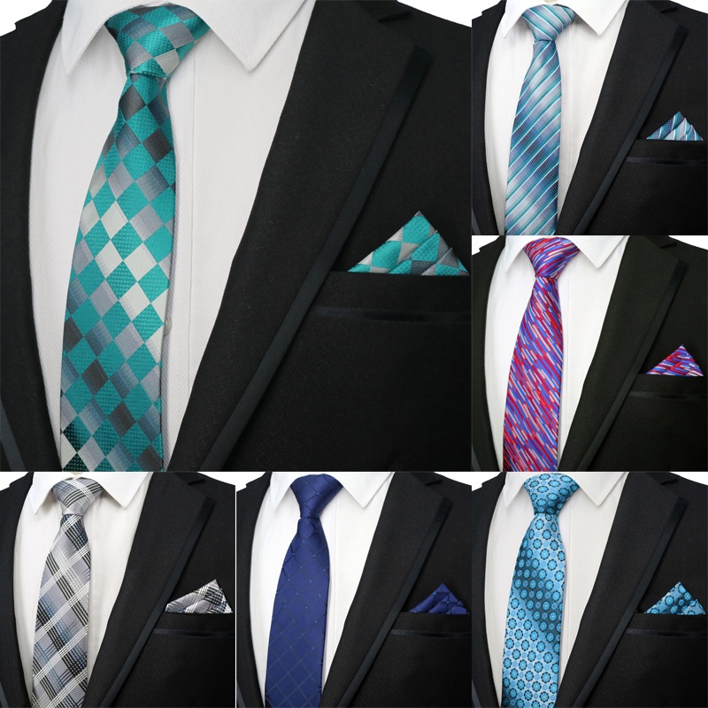 New Plaid Checks Striped Floral 8cm Men Silk Tie & Handkerchief Necktie ...