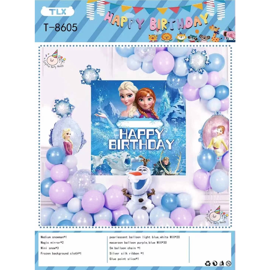 Frozen Theme Party Balloon Garland Decoration Set Birthday | Shopee ...