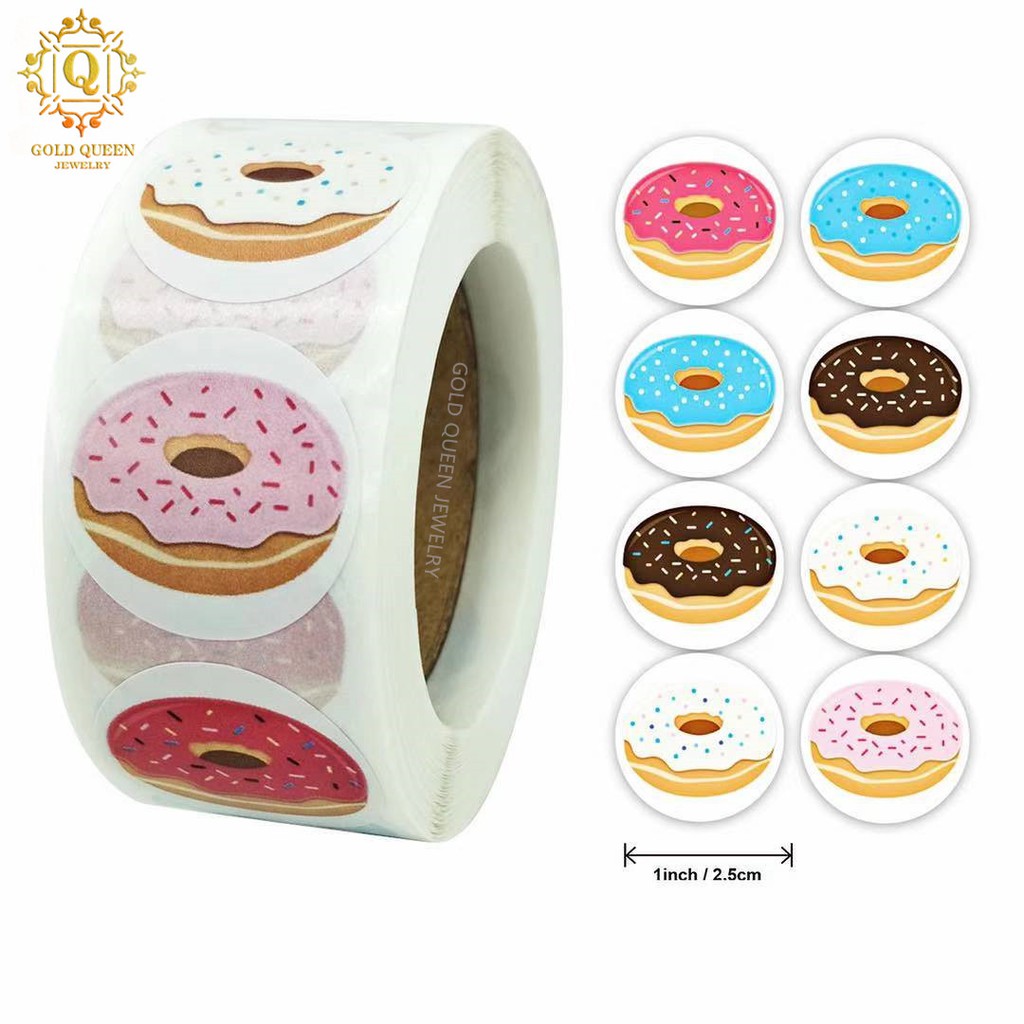 GOLD QUEEN 500pcs/roll Stickers Per Roll Stylish Donut Stickers ...