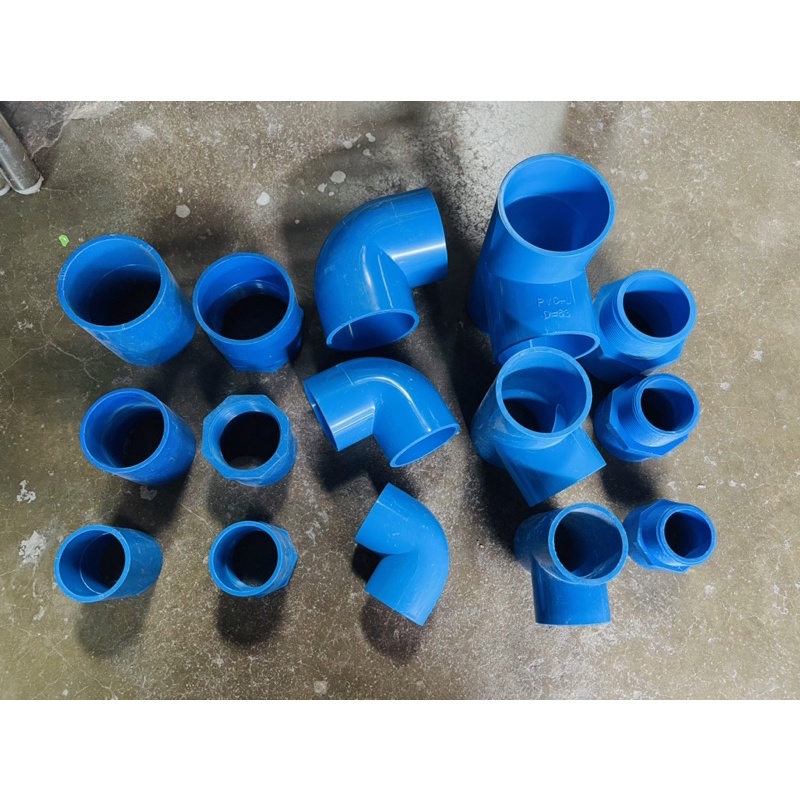 PVC Blue Fittings 11/4” 40mm 11/2” 50mm 2” 63mm Tee Elbow coupling cap ...